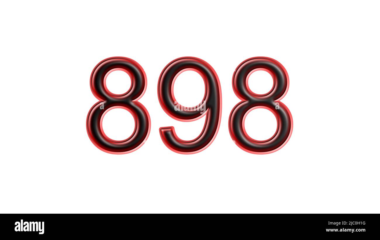 red 898 number 3d effect white background Stock Photo - Alamy
