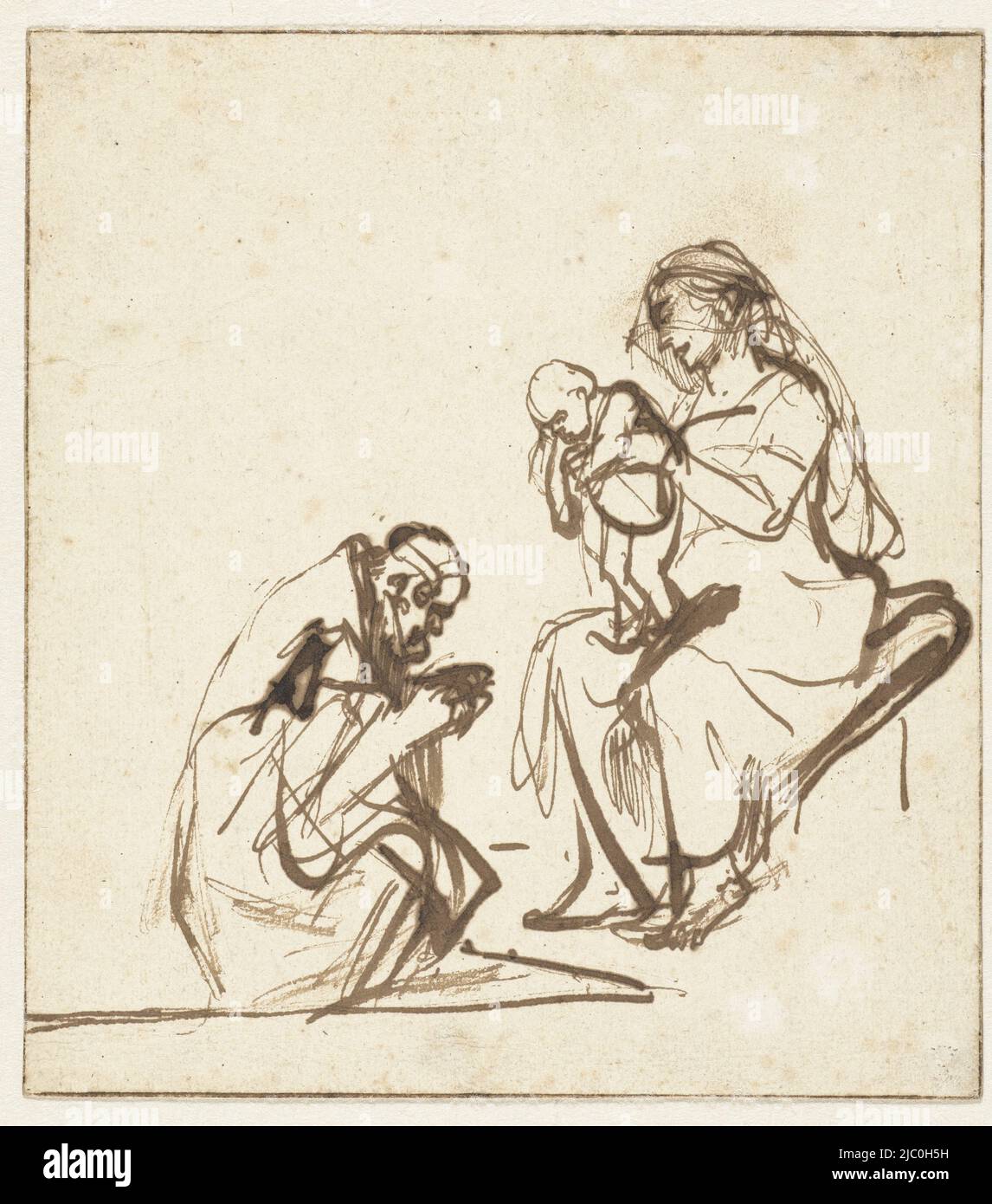 One of the Three Kings Adoring the Virgin and Child, draughtsman ...