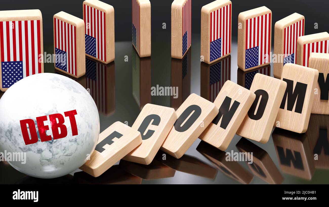 USA and debt, economy and domino effect - chain reaction in USA economy ...