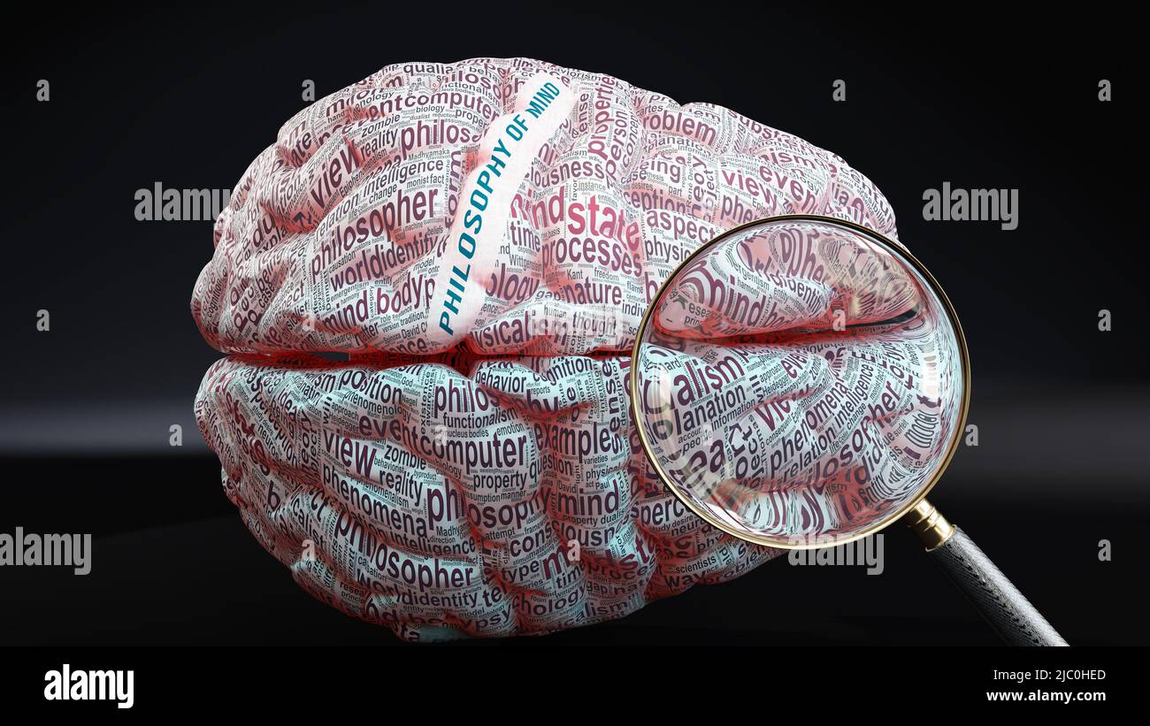 Philosophy of mind in human brain, a concept showing hundreds of ...