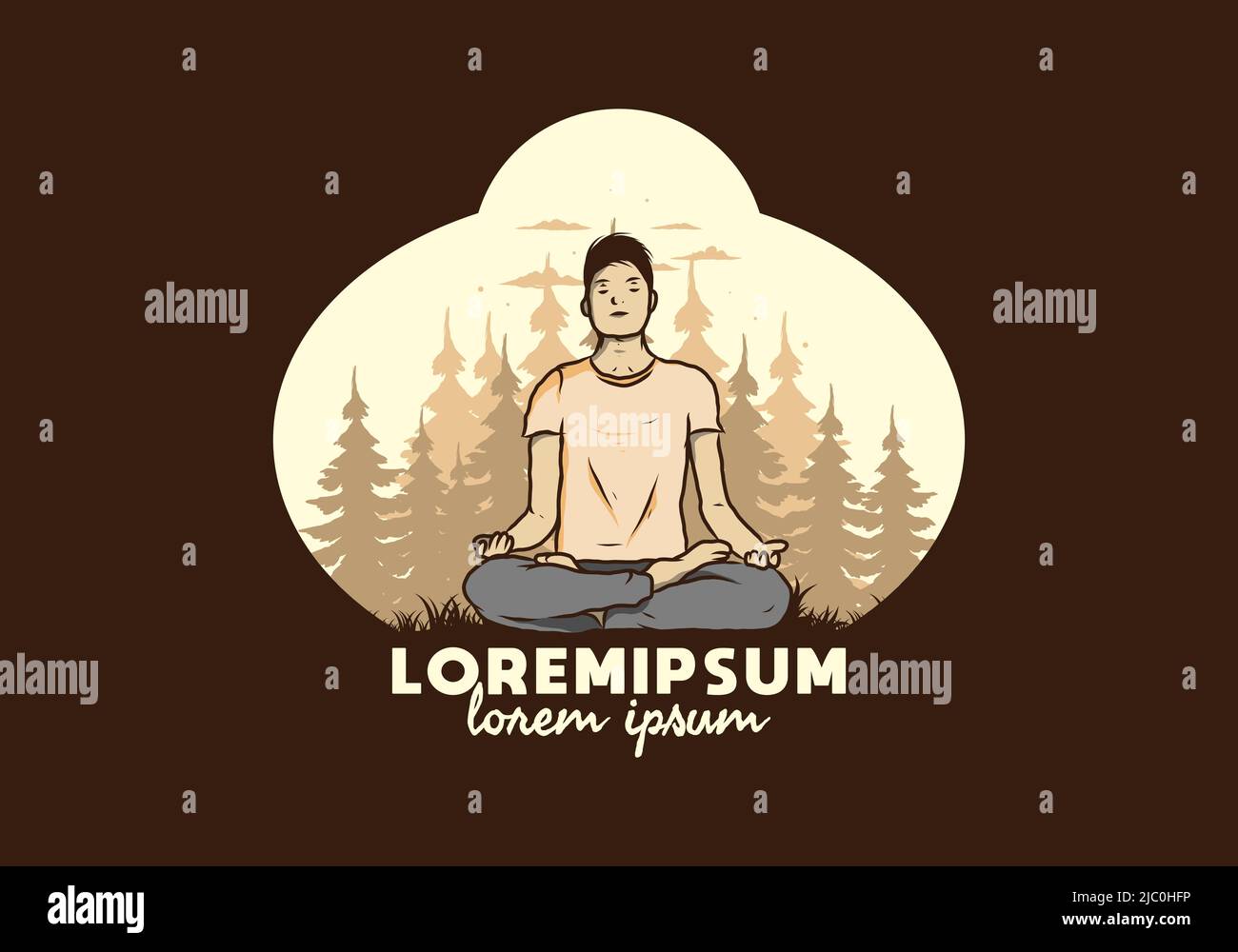 Colorful illustration design of a someone doing yoga and meditating ...