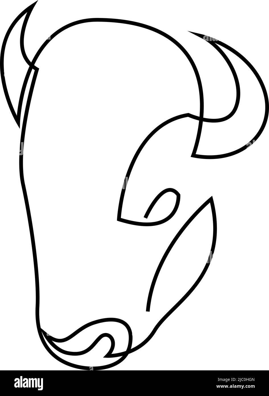 Continuous line bull logo. Buffalo single line vector illustration ...