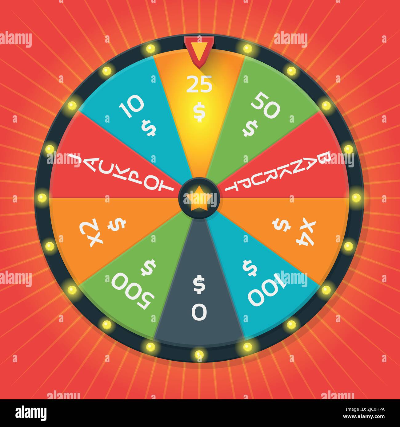 Lucky wheel template. color lucky wheel with money amount vector design ...
