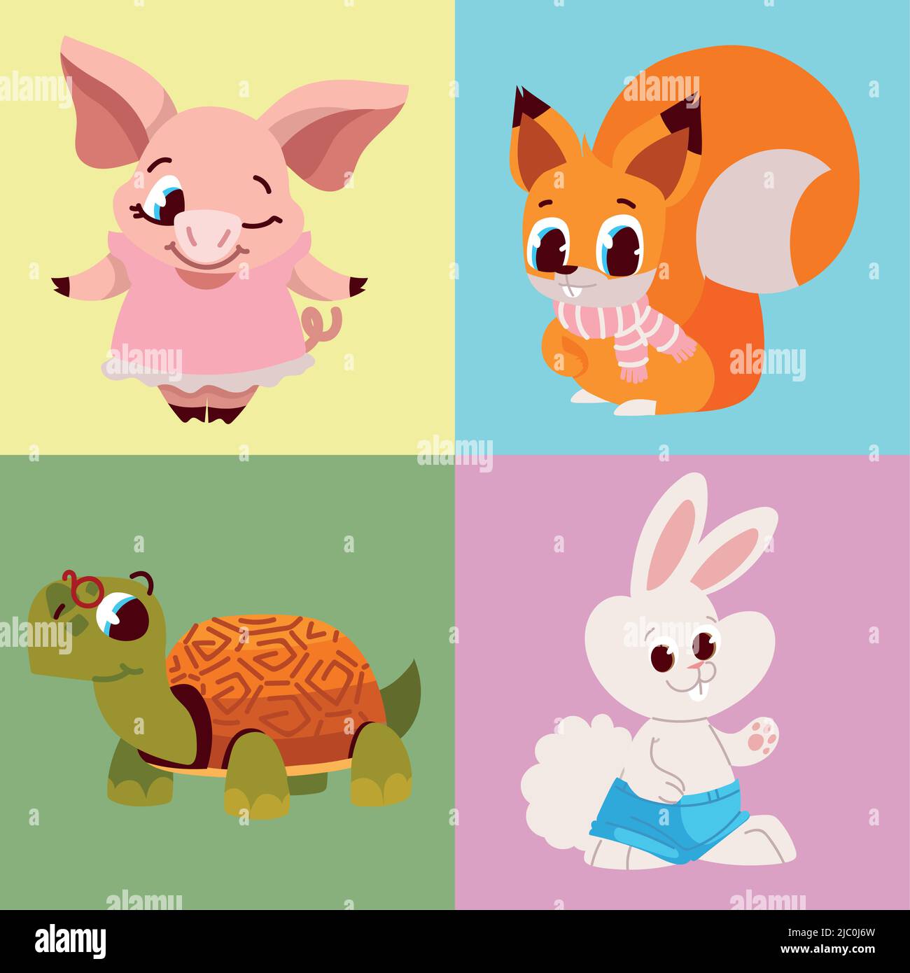 set of cute animals Stock Vector Image & Art - Alamy