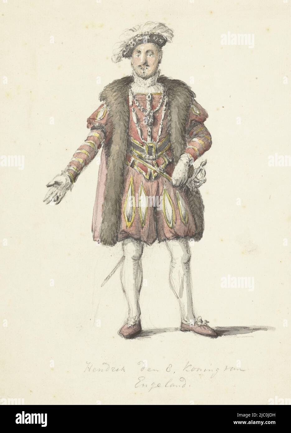 An actor as King Henry VIII of England, draughtsman: Johannes ...