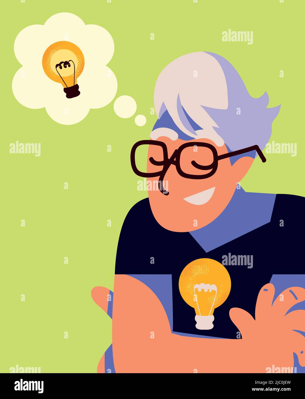 nerd man with bulbs Stock Vector Image & Art - Alamy