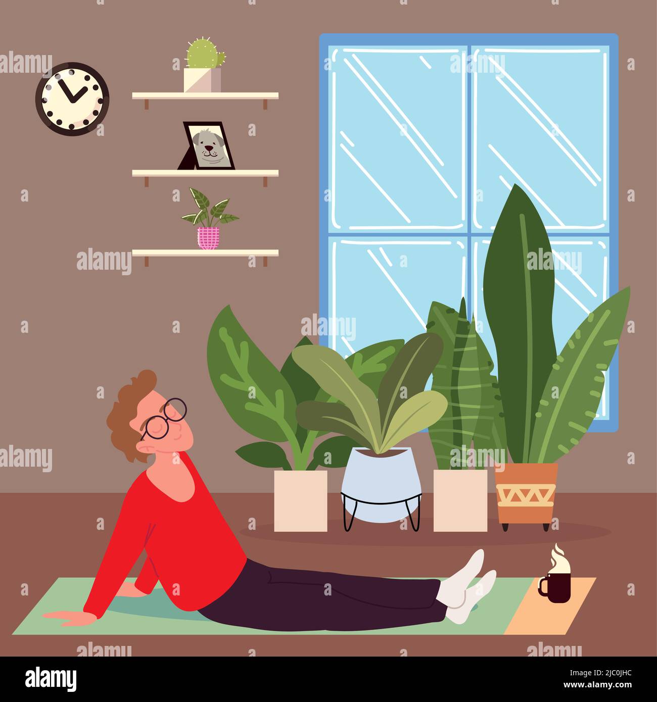Young man relaxing on floor Stock Vector Images - Alamy