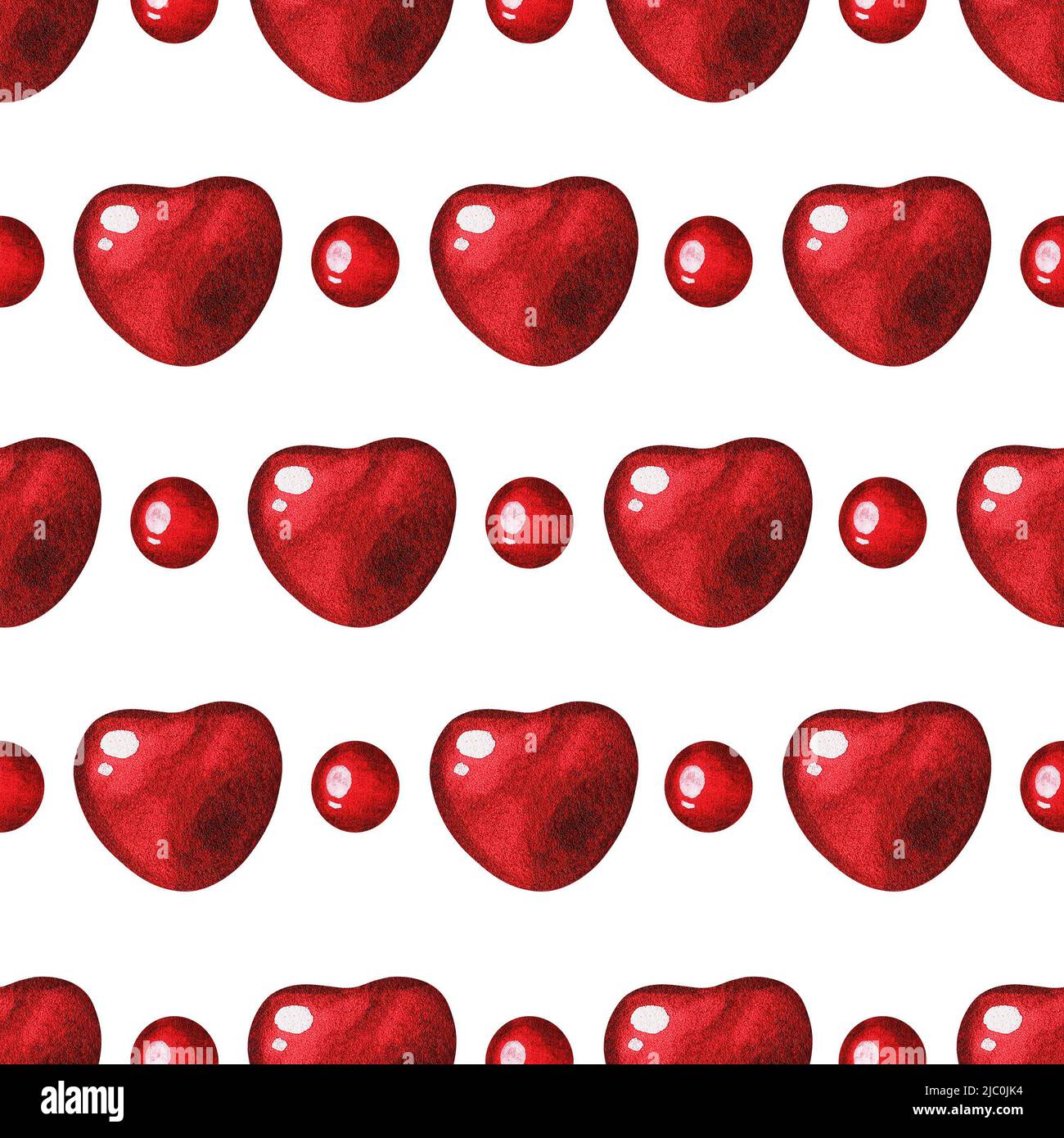 Cherry Seamless Pattern. Watercolor illustration. Isolated on a white ...