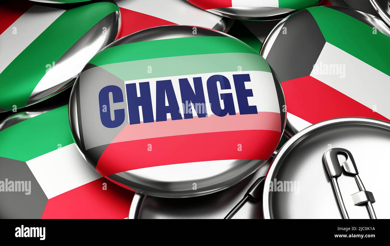 Change in Kuwait - national flag of Kuwait on dozens of pinback buttons ...