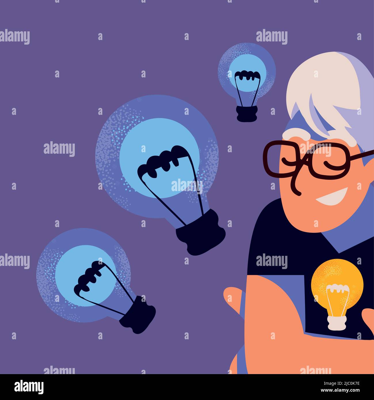 nerd man with bulb Stock Vector Image & Art - Alamy