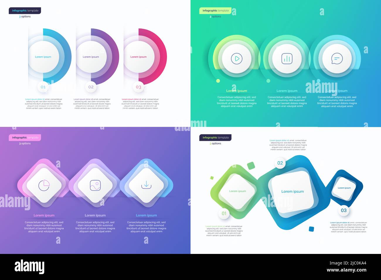 Abstract vector gradient minimalistic infographic templates composed of ...
