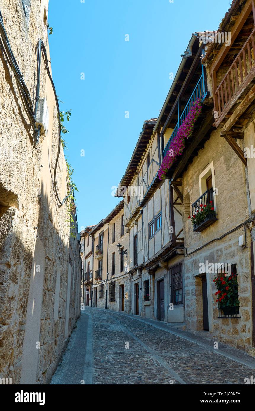 Castilian village with stone floors, Frías, Burgos, Spain Stock Photo ...