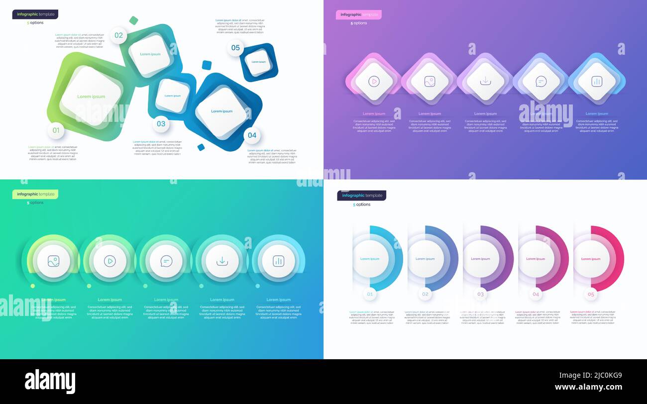 Abstract vector gradient minimalistic infographic templates composed of ...