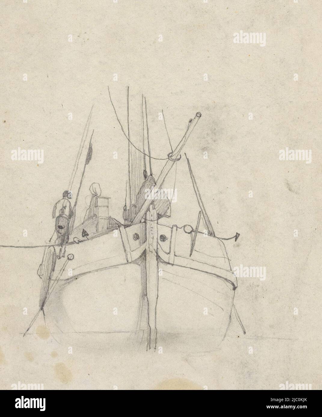 Sailing ship, from the front, draughtsman: Jan Weissenbruch, 1832 ...