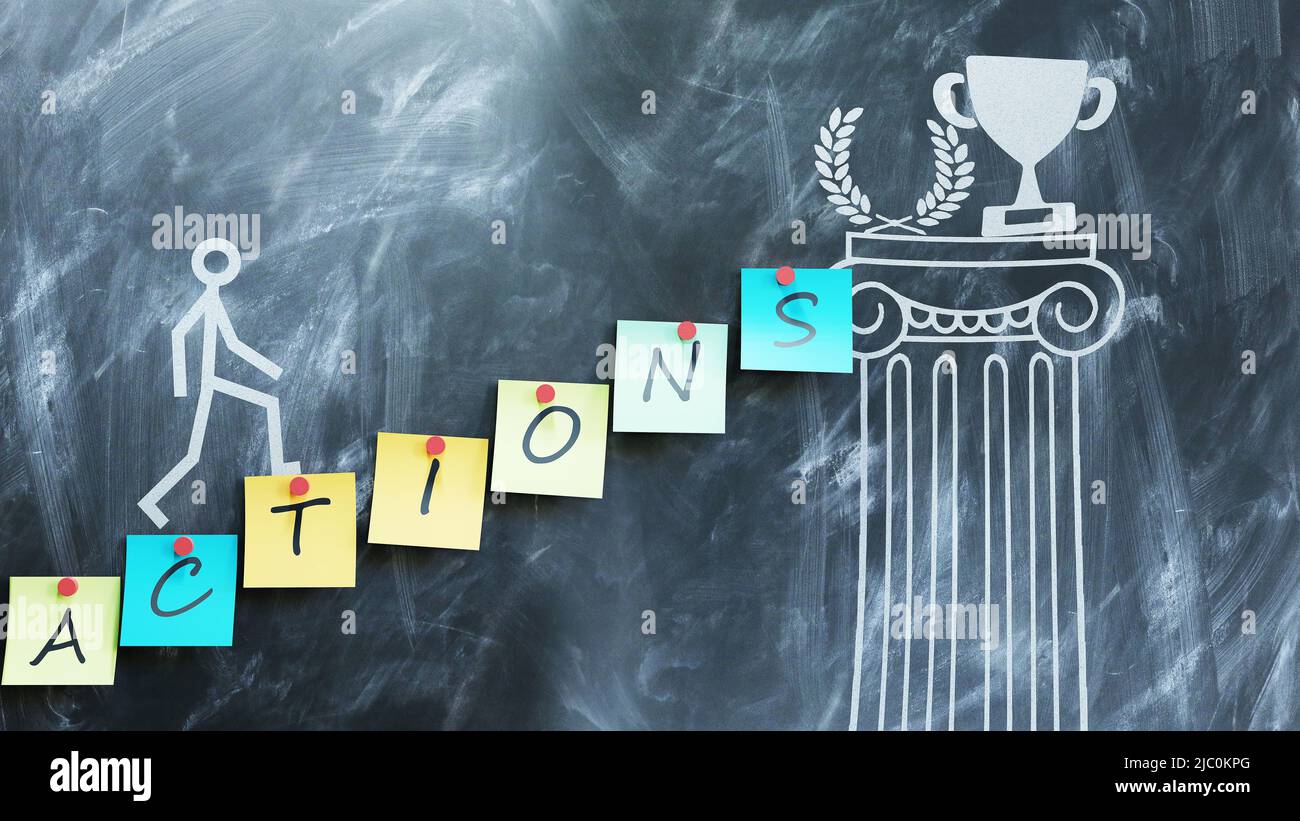 Actions make steps to success, wealth and prosperity in personal and ...