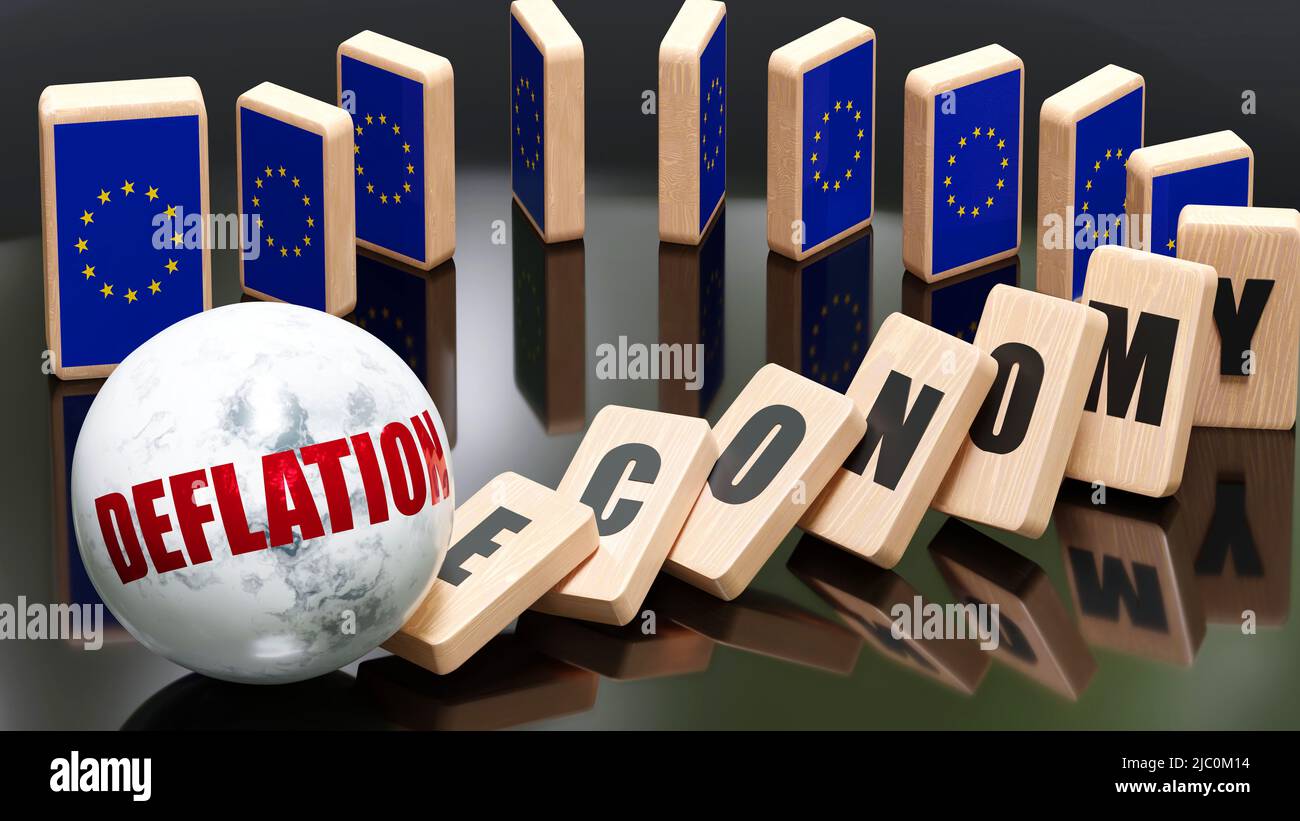 EU Europe and deflation, economy and domino effect - chain reaction in ...