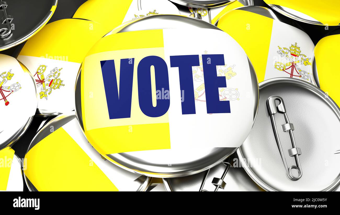 Holy See and Vote - dozens of pinback buttons with a flag of Holy See ...