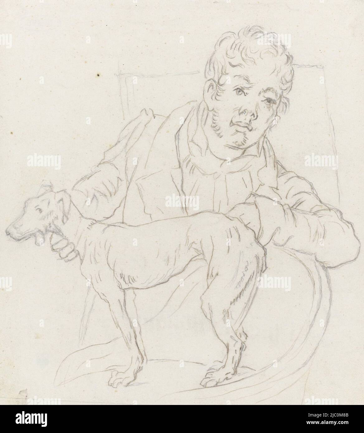Self-portrait of Louis Moritz with dog, draughtsman: Louis Moritz, 1810 ...