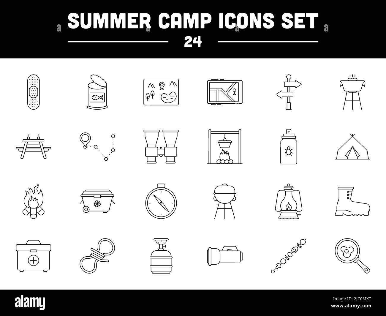 Black Linear Style Summer Camp Icon Or Symbol Stock Vector Image & Art ...