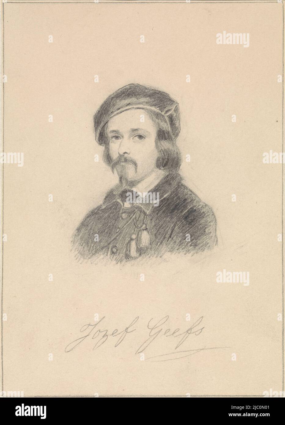 Design for a print, Portrait of Joseph Geefs, draughtsman: anonymous ...