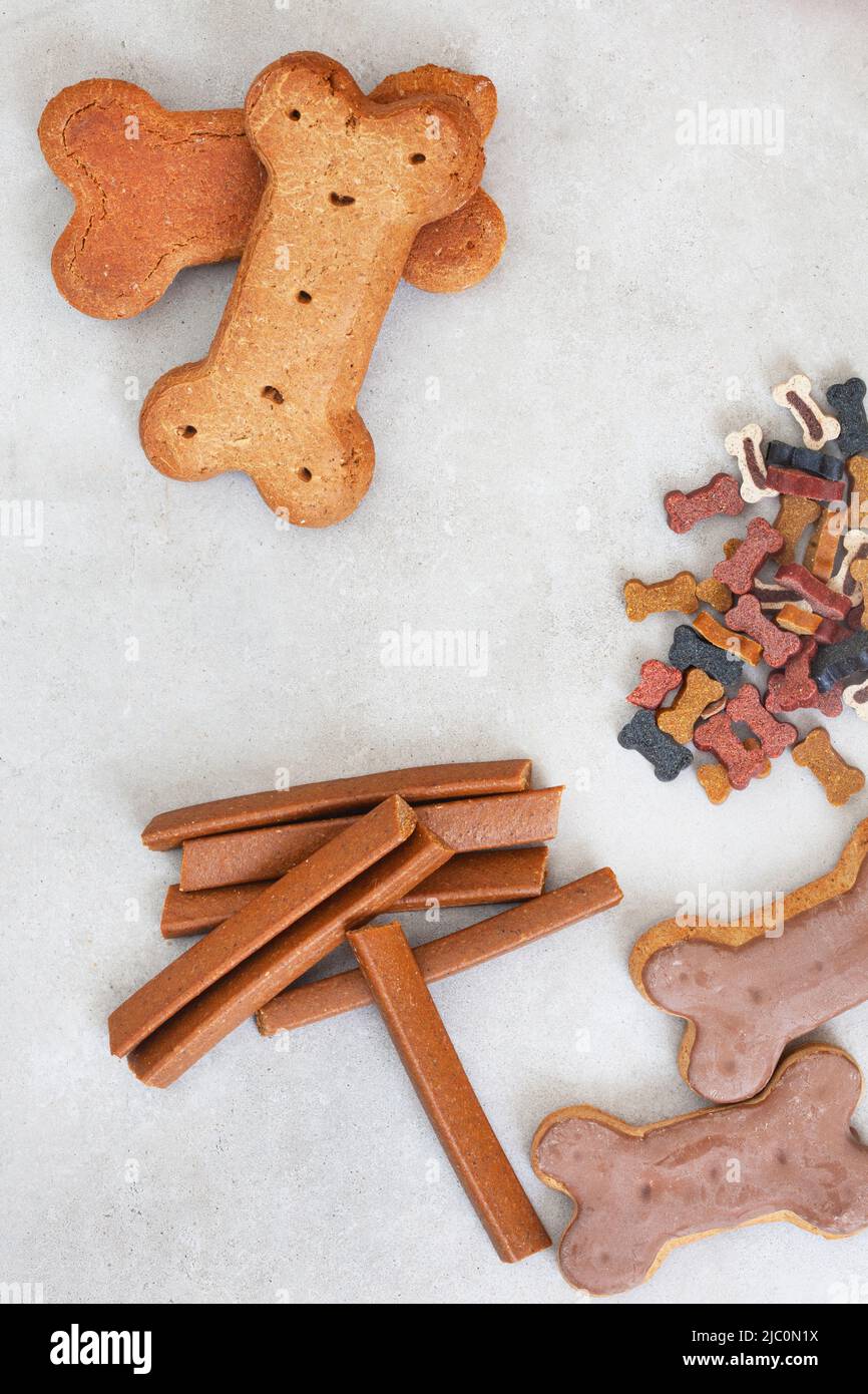 dog treats on neutral rustic background with copy space Stock Photo - Alamy