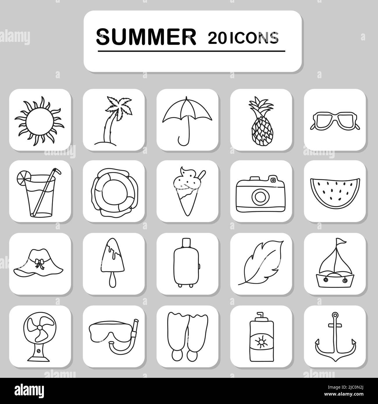 Summer line art hi-res stock photography and images - Alamy