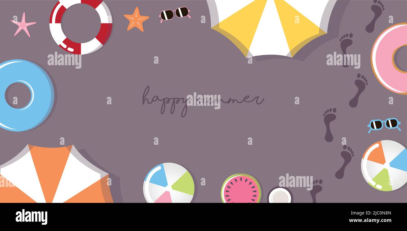 happy summer holiday border design sandy beach Stock Vector Image & Art ...