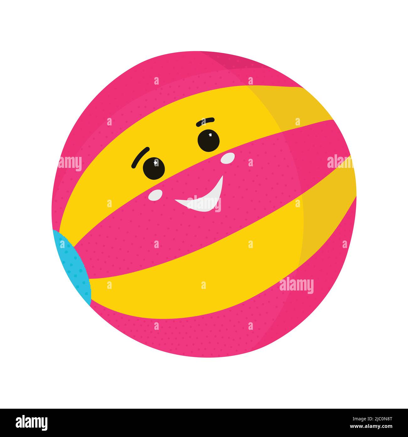 Cartoon Face Beach Ball Flat Icon In Pink And Yellow Color Stock Vector ...