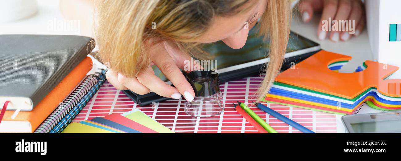 Busy professional interior designer choose colour to cover walls Stock ...