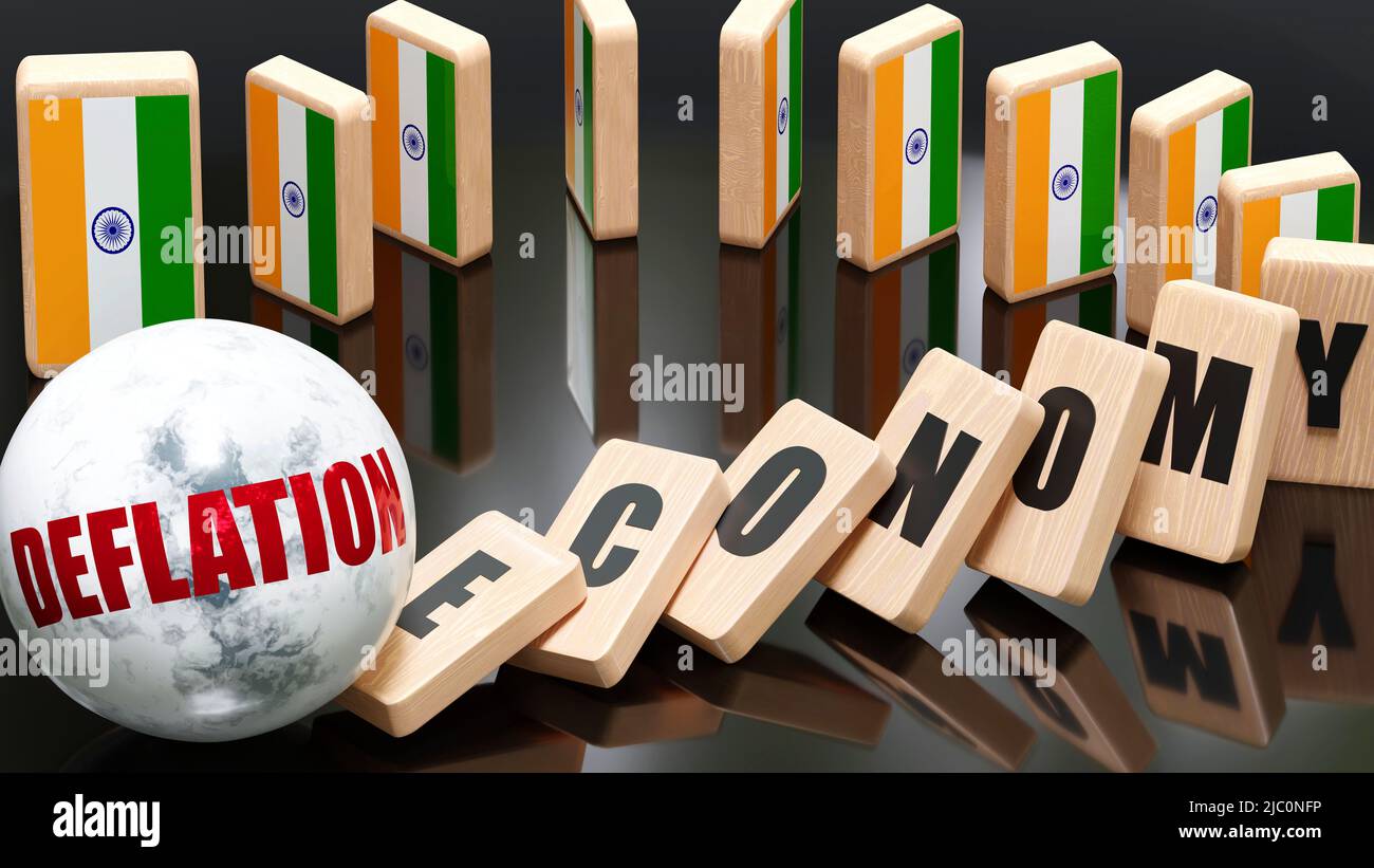 India And Deflation Economy And Domino Effect Chain Reaction In