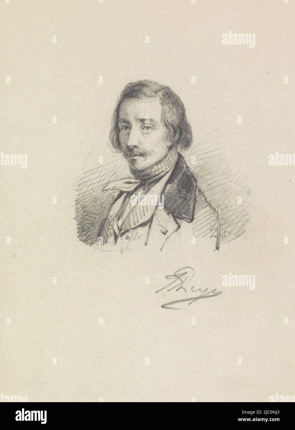 Self-Portrait of Henri Leys, draughtsman: Henri Leys (baron), 1825 ...