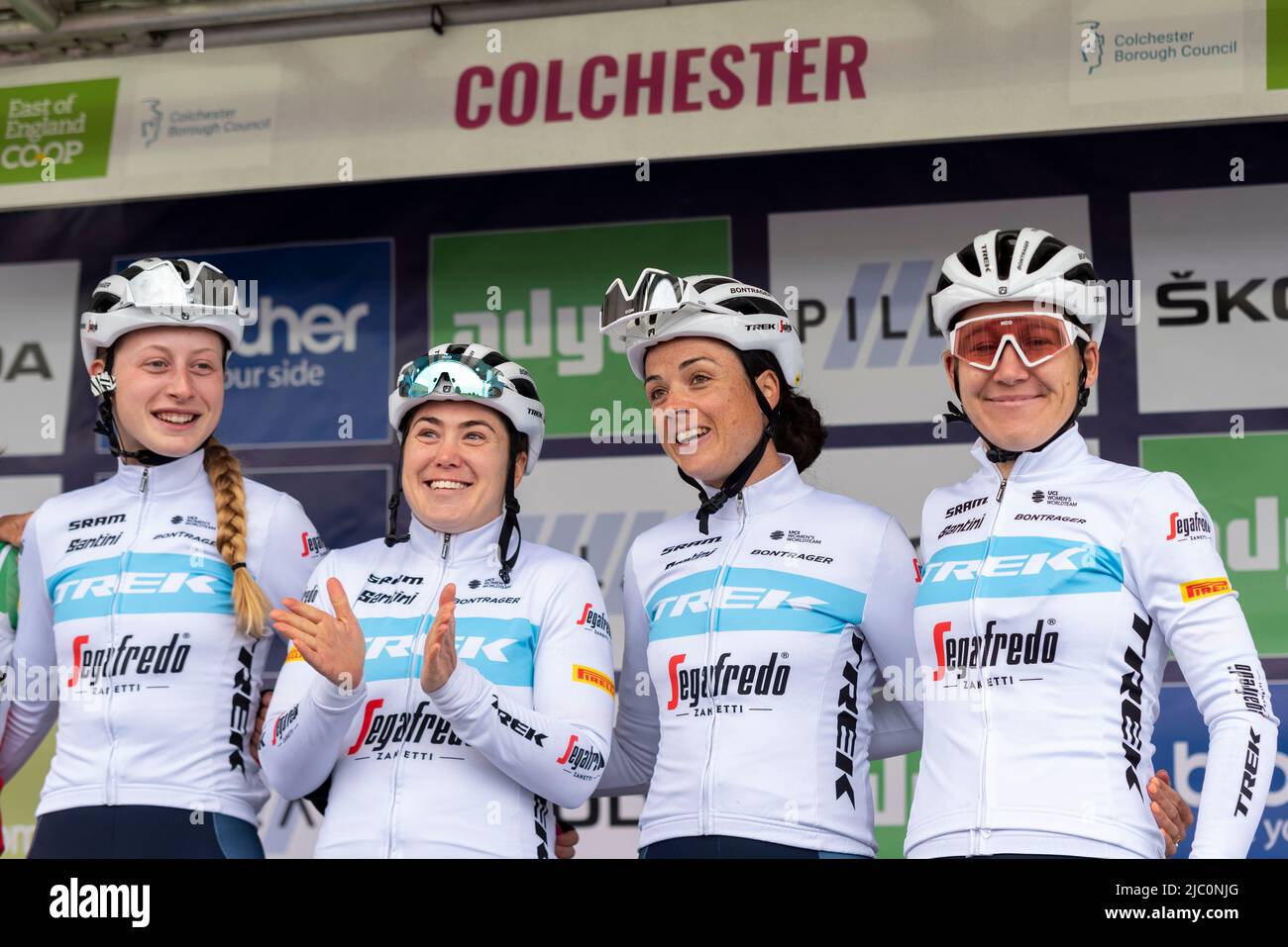 Cyclists of team Trek Segafredo at Colchester Sports Park before ...