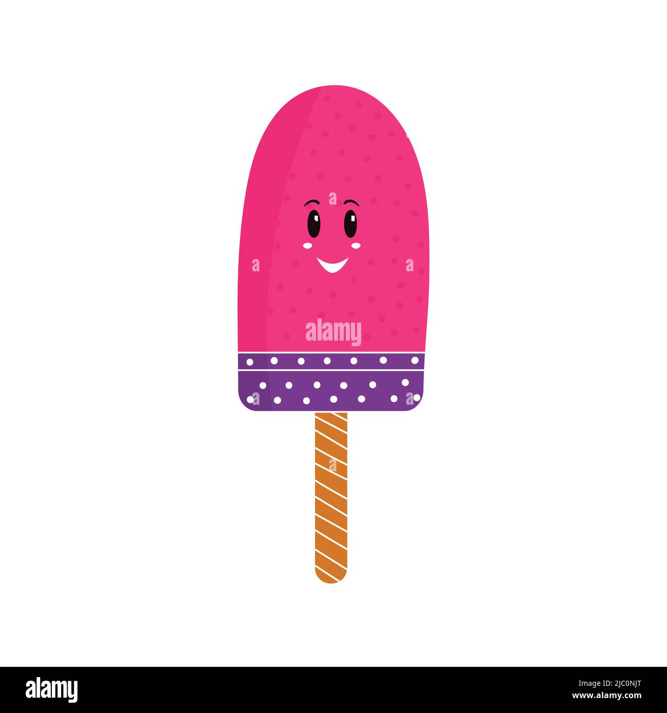 Cute Smile Face Ice Pop Colorful Icon In Flat Style Stock Vector Image ...