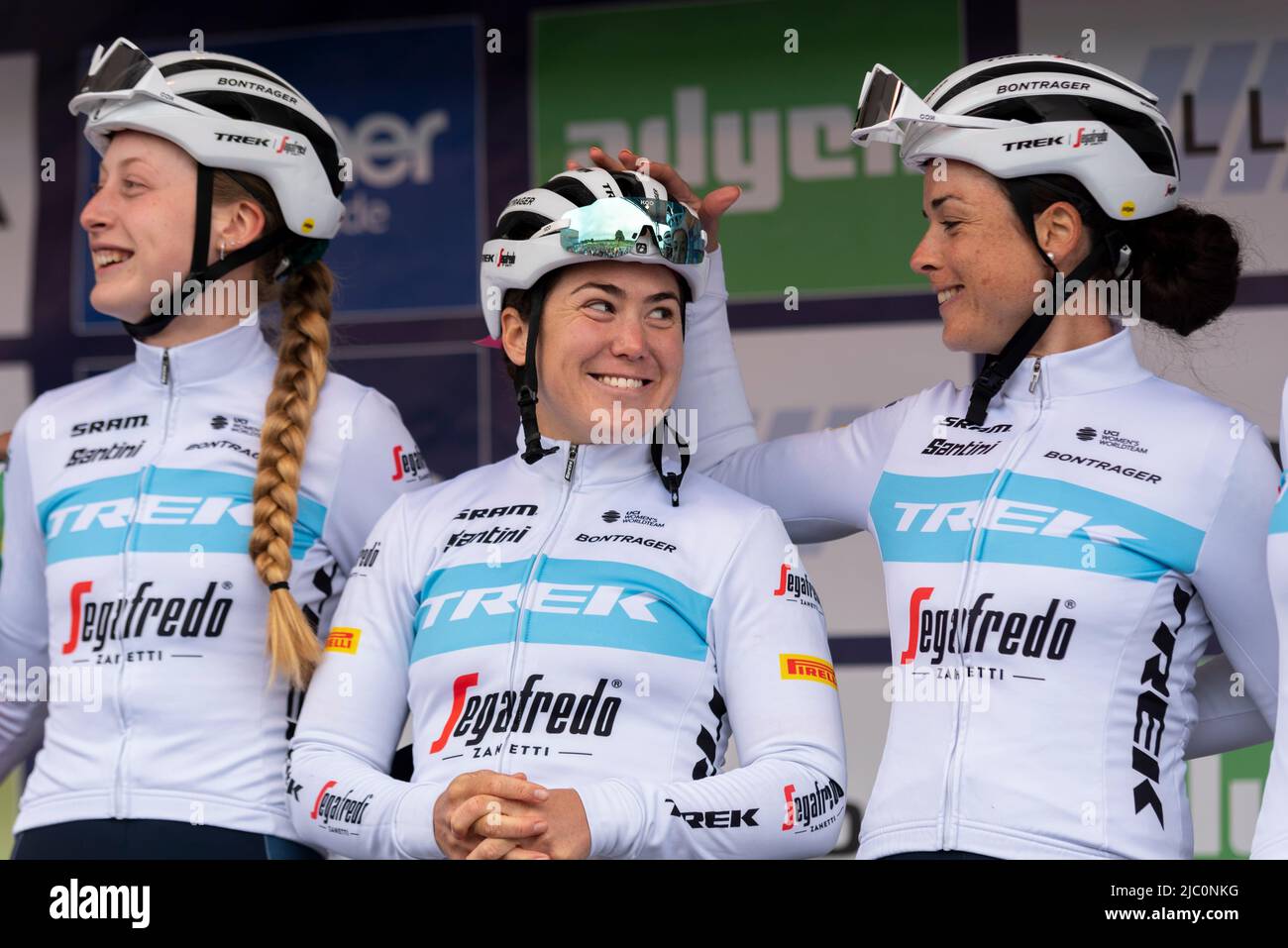 Cyclists of team Trek Segafredo at Colchester Sports Park before ...