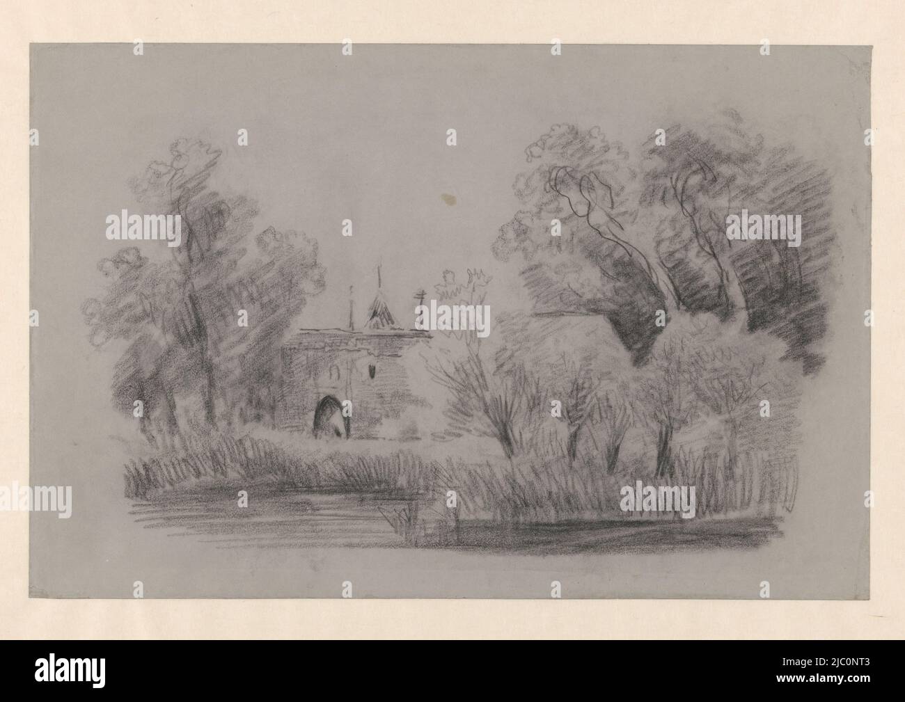 The castle Doornenburg, between trees, draughtsman: Piet Meiners, 1867 ...