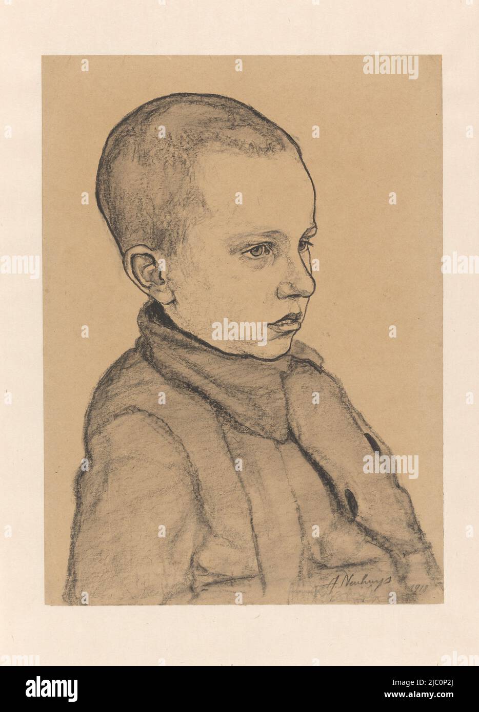 Portrait of a boy, to the right, draughtsman: Albert Neuhuys (1844-1914 ...