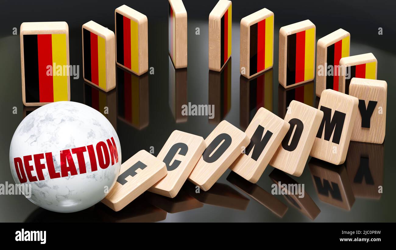 Germany And Deflation Economy And Domino Effect Chain Reaction In