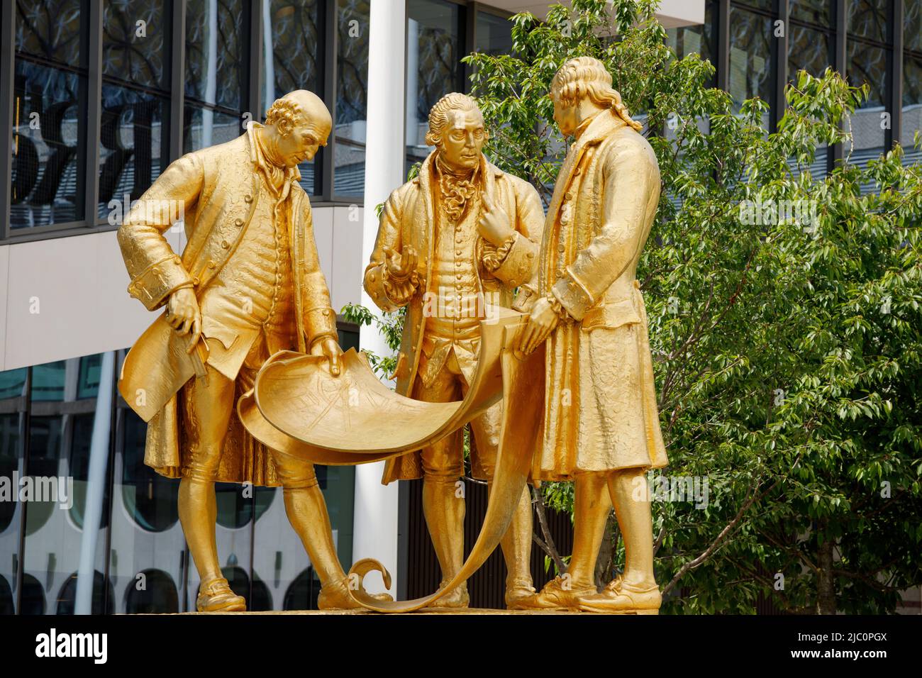 This gilded bronze statue, known as the ‘Golden Boys’ in position ...