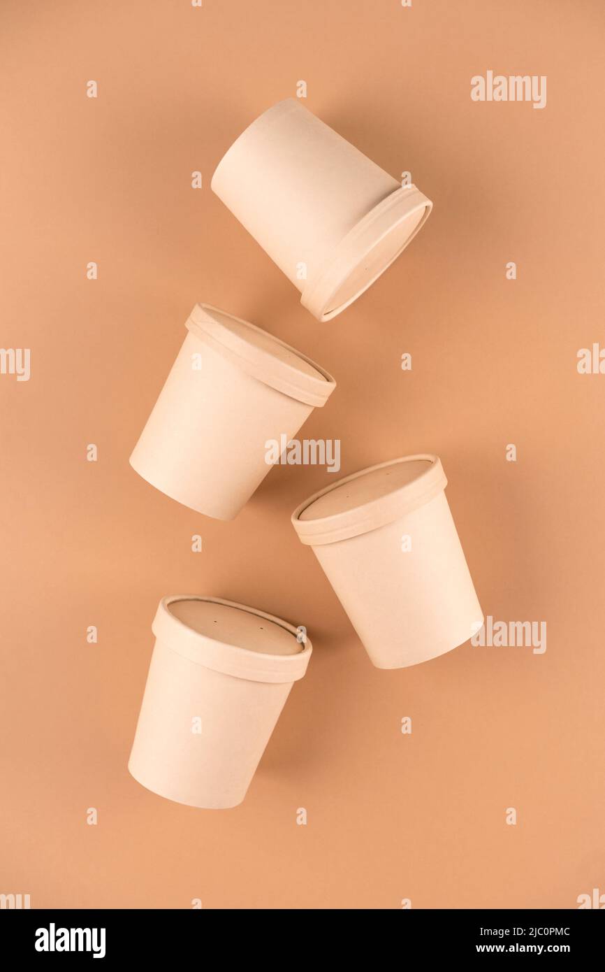 Eco kraft paper food containers for soup or hot beverages and food take ...