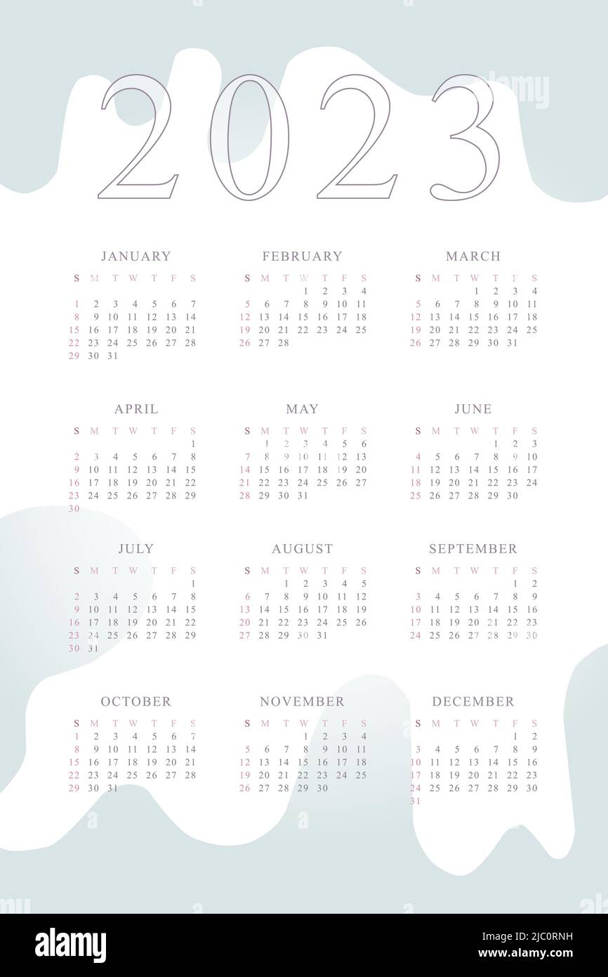 2023 calendar with delicate minimalist design pastel color palette ...