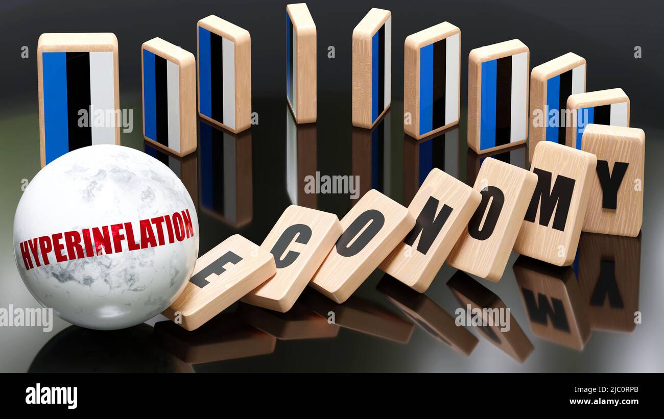 Estonia And Hyperinflation Economy And Domino Effect Chain Reaction