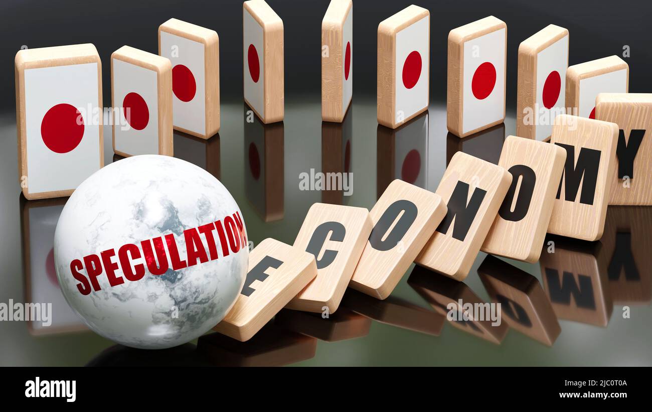 Japan And Speculation Economy And Domino Effect Chain Reaction In