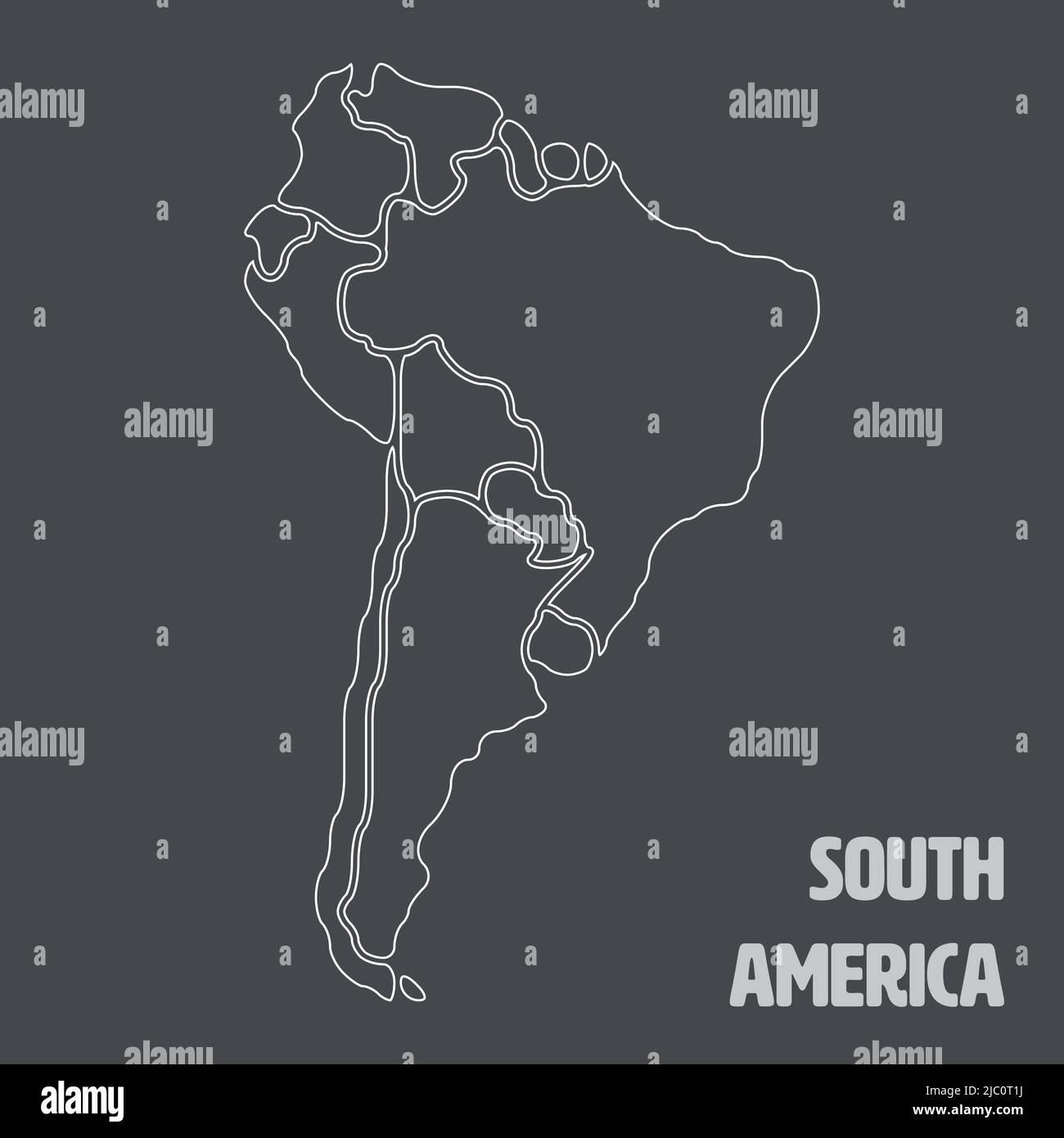 Smooth map of South America continent Stock Vector Image & Art - Alamy
