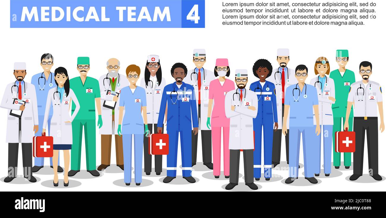Detailed illustration of medical people in flat style on white ...