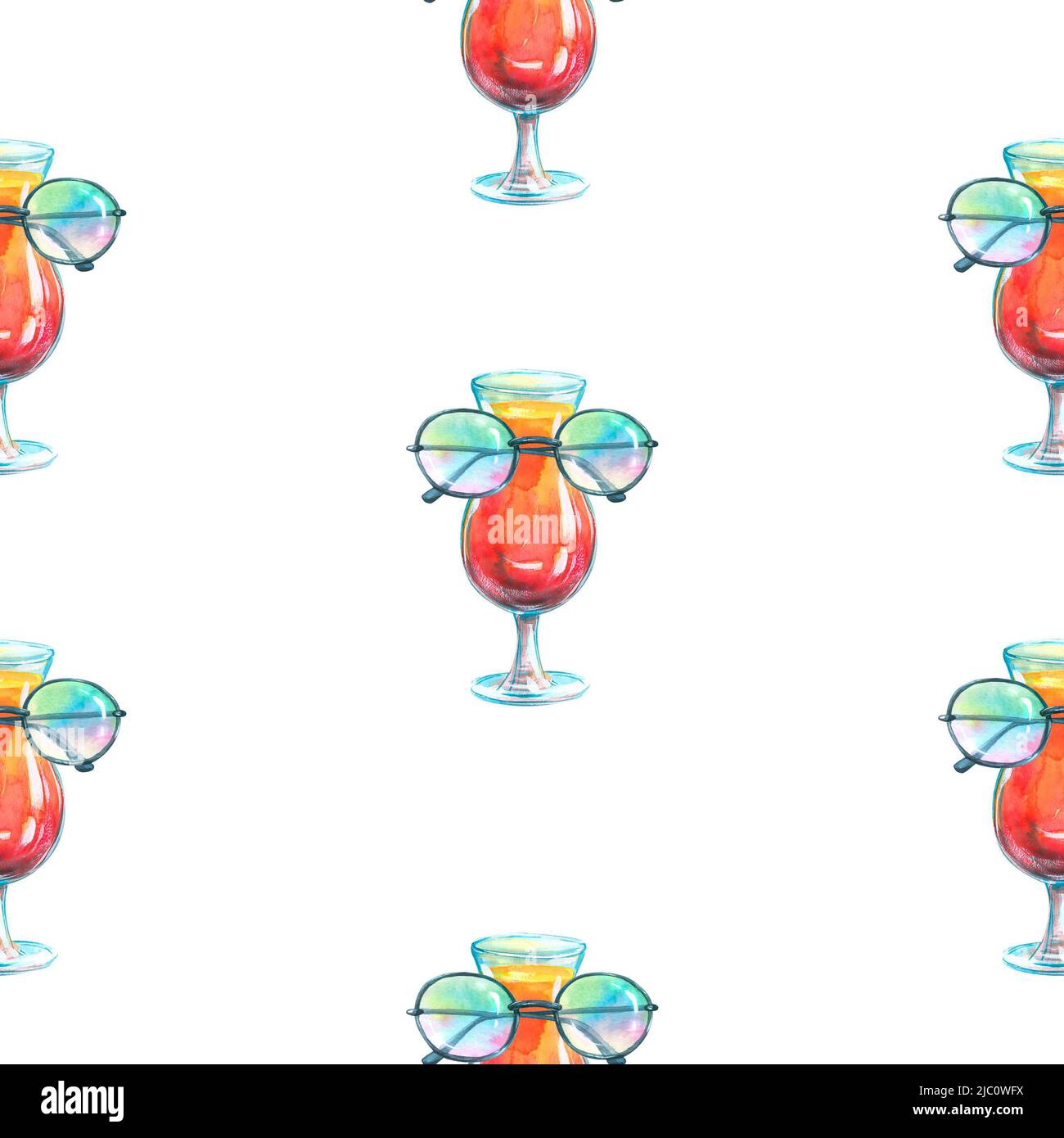 Watercolor illustration of a pattern on the theme of a beach bar Stock ...