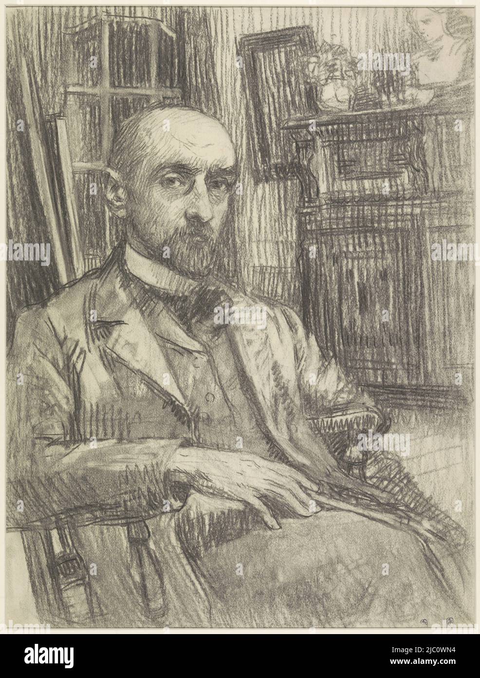Self-portrait of René Janssens in his studio, draughtsman: René ...