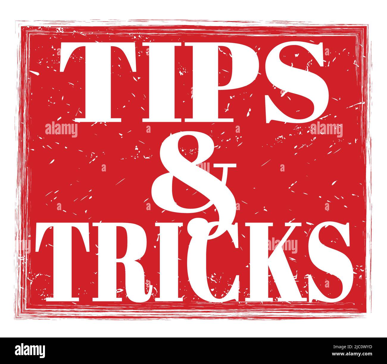 TIPS & TRICKS, written on red grungy stamp sign Stock Photo - Alamy