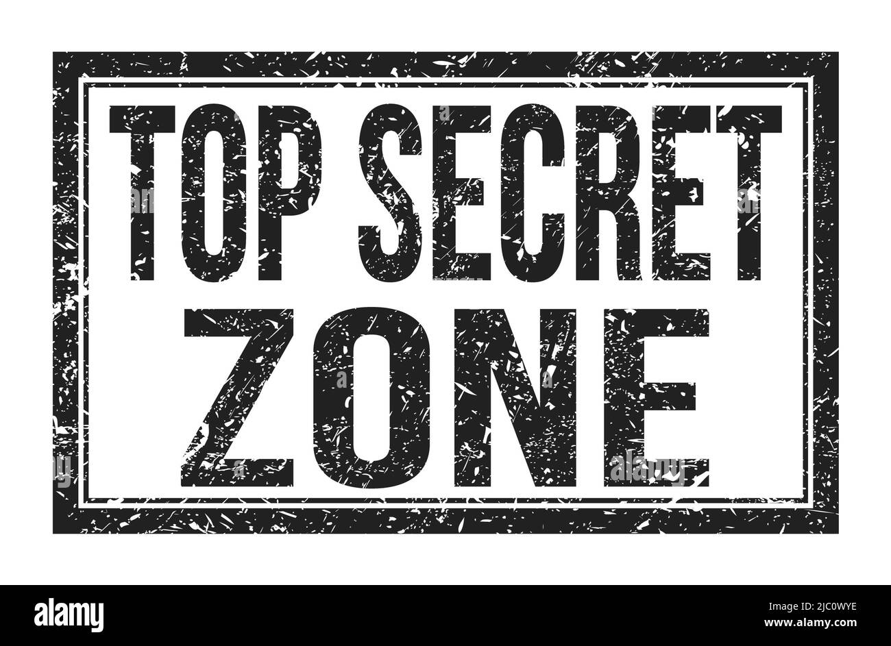TOP SECRET ZONE, words written on black rectangle stamp sign Stock ...