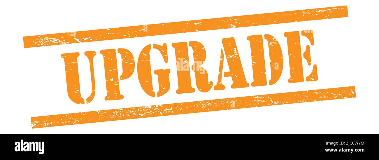 UPGRADE text on orange grungy vintage rubber stamp Stock Photo - Alamy