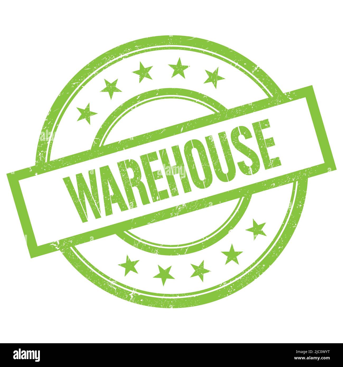 WAREHOUSE text written on green round vintage rubber stamp Stock Photo ...
